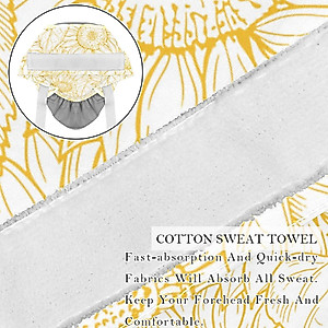 Hand Drawn Yellow Abstract Sunflower Working Caps with Buttons, Long Hair Scrub Hats Ponytail Holder for Women