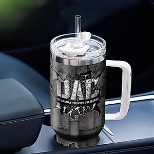 WAZONE Personalize Lineman 40oz Tumbler with Handle and Straw Lid Custom Name Vacuum Insulated Cup Travel Mug Stainless Steel Tumblers Gift Birthday Christmas Fathers Day for Lineworkers Father Dad