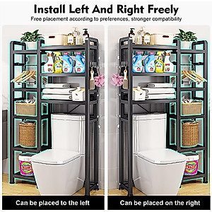 BVBOX Over The Toilet and Washer Storage Shelf, Bathroom Organizer with Adjustable PositionShelf, Bathroom Storage, Width-Adjustable Storage Rack for Restroom, Laundry