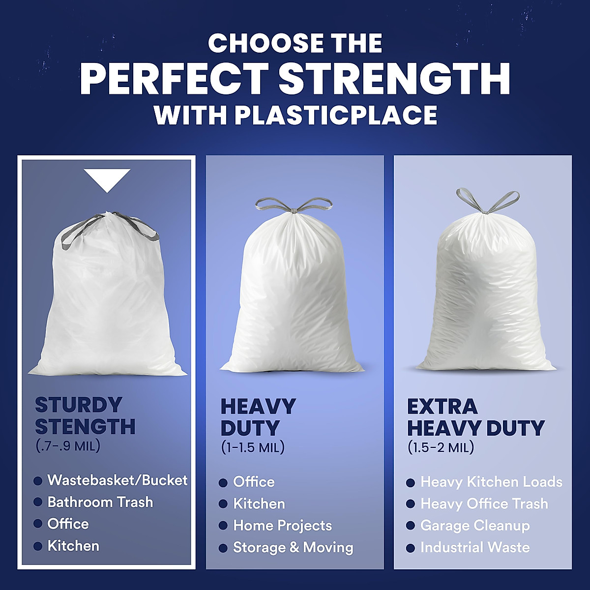 Plasticplace 8 Gallon Trash Bags â”‚ 0.7 Mil â”‚ White Drawstring Garbage Can Liners â”‚200 Count (Pack of 1)