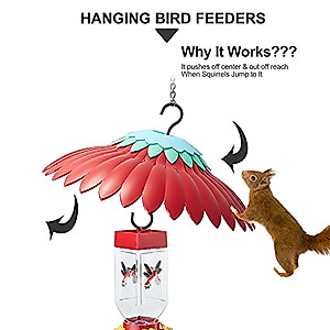 Squirrel Baffle for Hanging Bird Feeder,Baffle for Bird Feeder Built-in Moat,Weather Guard Protect Feed from Sun,Red Dome Cover Attract Birds-14inchs