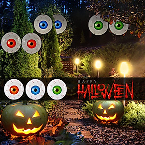 6 Pieces Halloween Inflatable Eyeball 22 Inches Halloween Theme Eyeballs Aluminum Film Crazy Inflatable Eyeball for Indoor and Outdoor Garden Yard Halloween Party Decorations, Green, Blue, Red