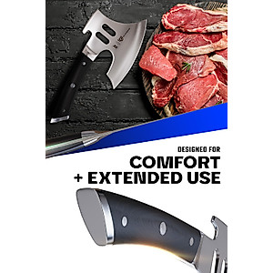 Dalstrong Meat Chopper Axe - 8 inch - Heavy-Duty Giftable Butcher Cleaver Knife - The Punisher - Gladiator Series Elite R - Black G10 Handle - Stand and Sheath