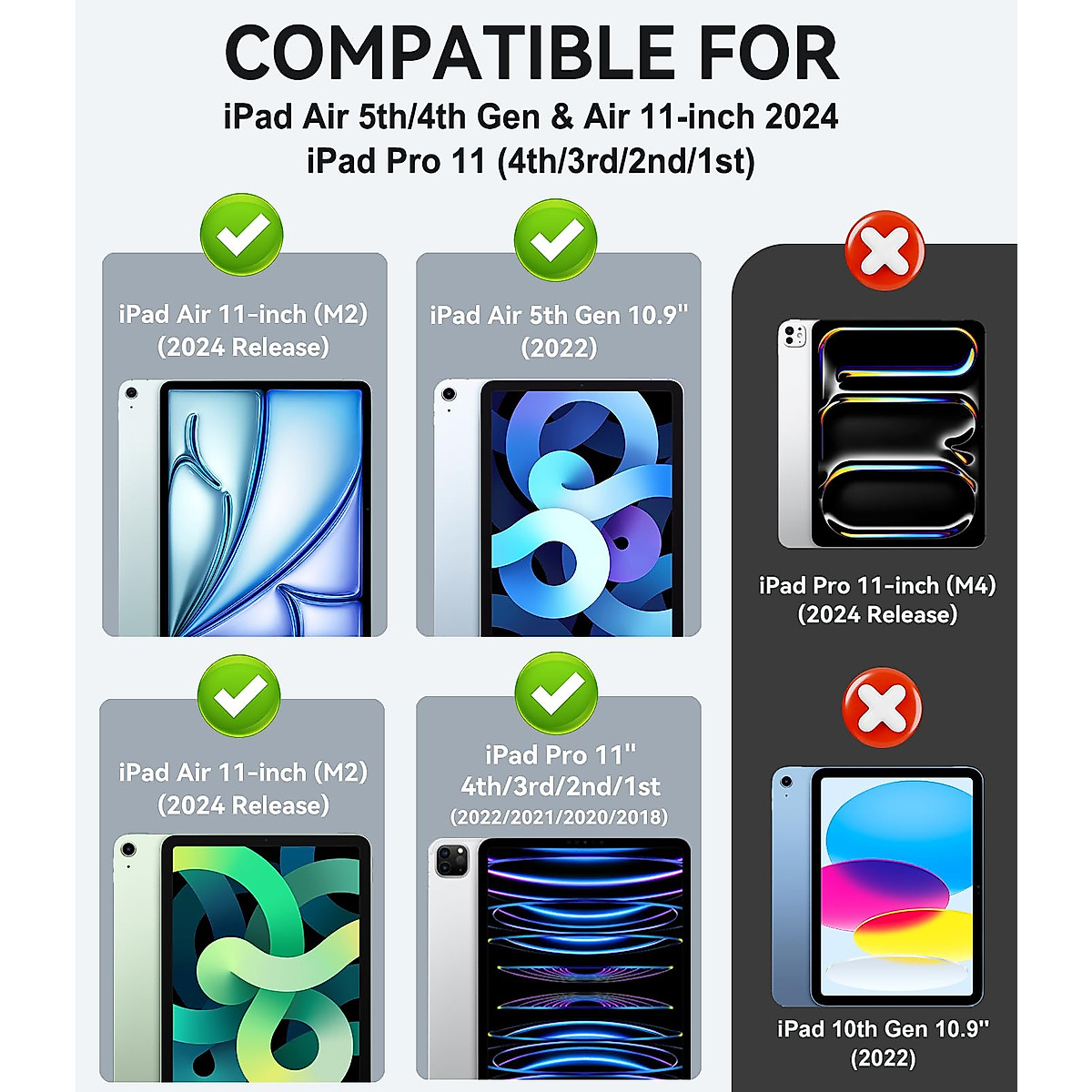 ZoneFoker Case for iPad Air 11-inch M2 (2024), iPad Air 5th/4th Generation 10.9'' (2022/2020), iPad Pro 11 (4th/3rd/2nd/1st Gen), Multi-Angle Stand Leather Cover with Pencil Holder&Pocket, Marble Blue