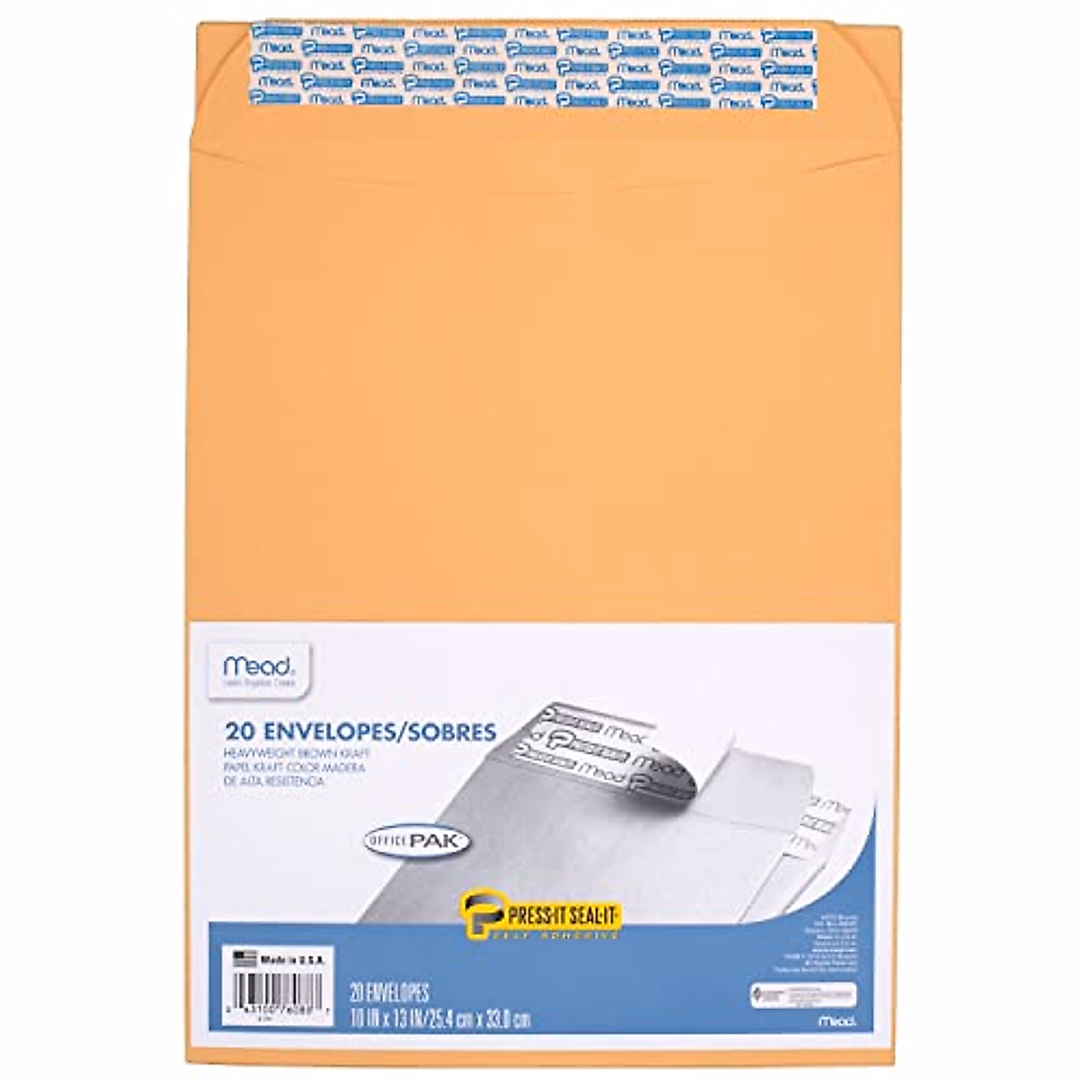 Mead Press-It Seal-It Envelopes, 10 x 13 Inches, Office Pack 20 Count (76088)