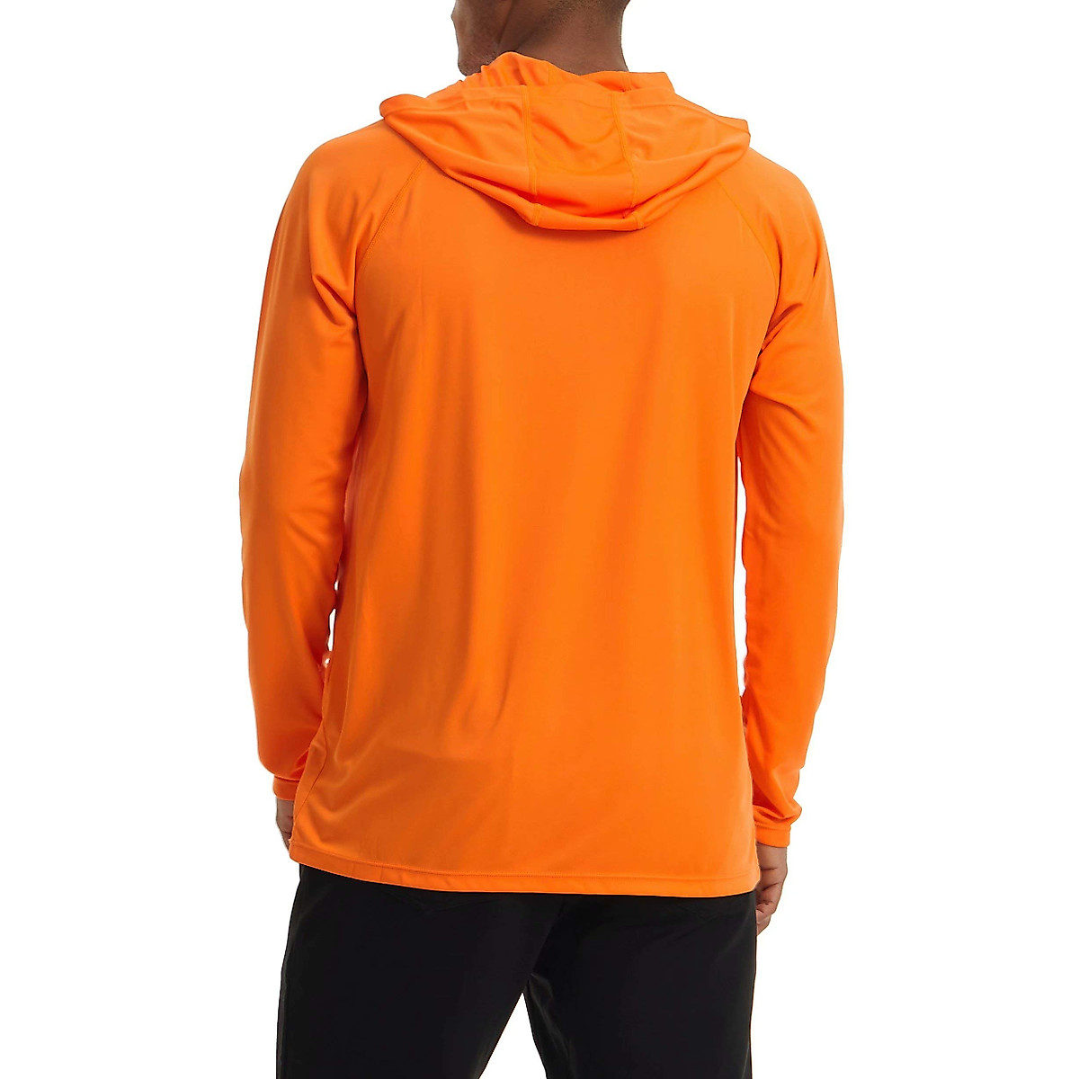 HOPATISEN Hiking Shirts Men Stretchy Sweatshirt cooling Shirt with Hood Quick Dry Fishing Shirt Swimming Boating Sailing Shirt Orange