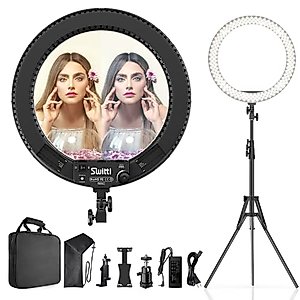 Ring Light, 18inch Ring Light with Stand and Phone Holder, Makeup LED Ring Lights 60W Bi-Color, Adjustable Color Temperature 3000K-5800K Selfie Ring Light for YouTube, Facebook Live, Vlog, Makeup