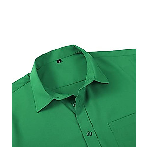 Mens Dress Shirt Slim Fit Long Sleeve Button Down Shirt Suit Wear No Tuck Green Medium Camisas De Vestir para Hombre