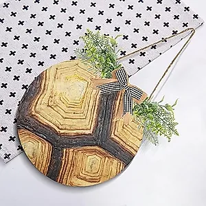 Turtle Shell Round Wood Sign Carapace Print Welcome Sign for Front Door Wreath Hanging Wall Decor Farmhouse Wooden Porch Signs Henger House Office Decoration Seasonal Holiday Gift