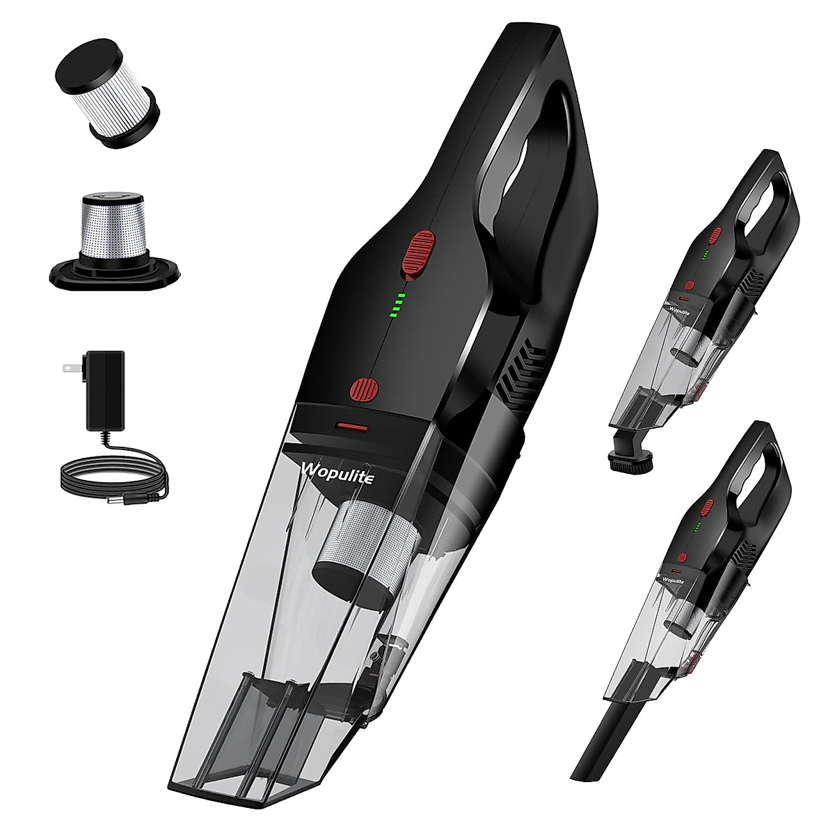 Wopulite Handheld Vacuum Cordless Hand Vacuum Cleaner Portable Car Vacuum 7000Pa Cyclonic Suction HEPA Filters,LED Light,Lightweight Small Hand vac Quick Rechargeable Li-ion Battery,Wet Dry for Home