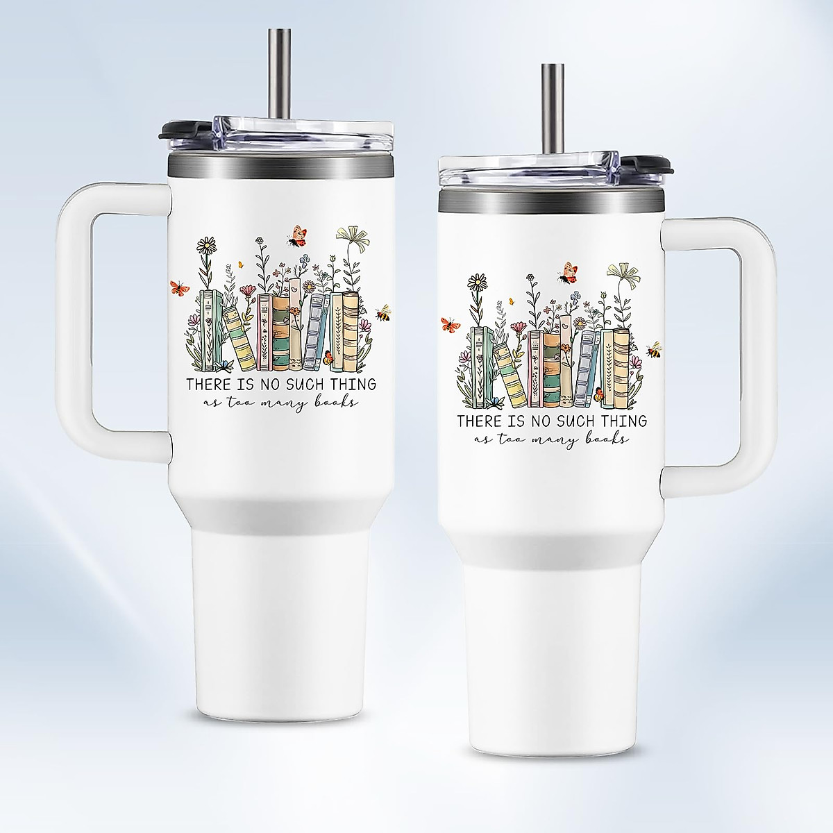 HYMONA Book Lover Gifts for Women - 40 Oz Book Lovers Coffee Tumbler with Handle - Book Cups, Birthday Gifts for Book Lovers Women/Readers Gifts, Librarian/Bookish/Book Club/Bookworm/Reading Gift