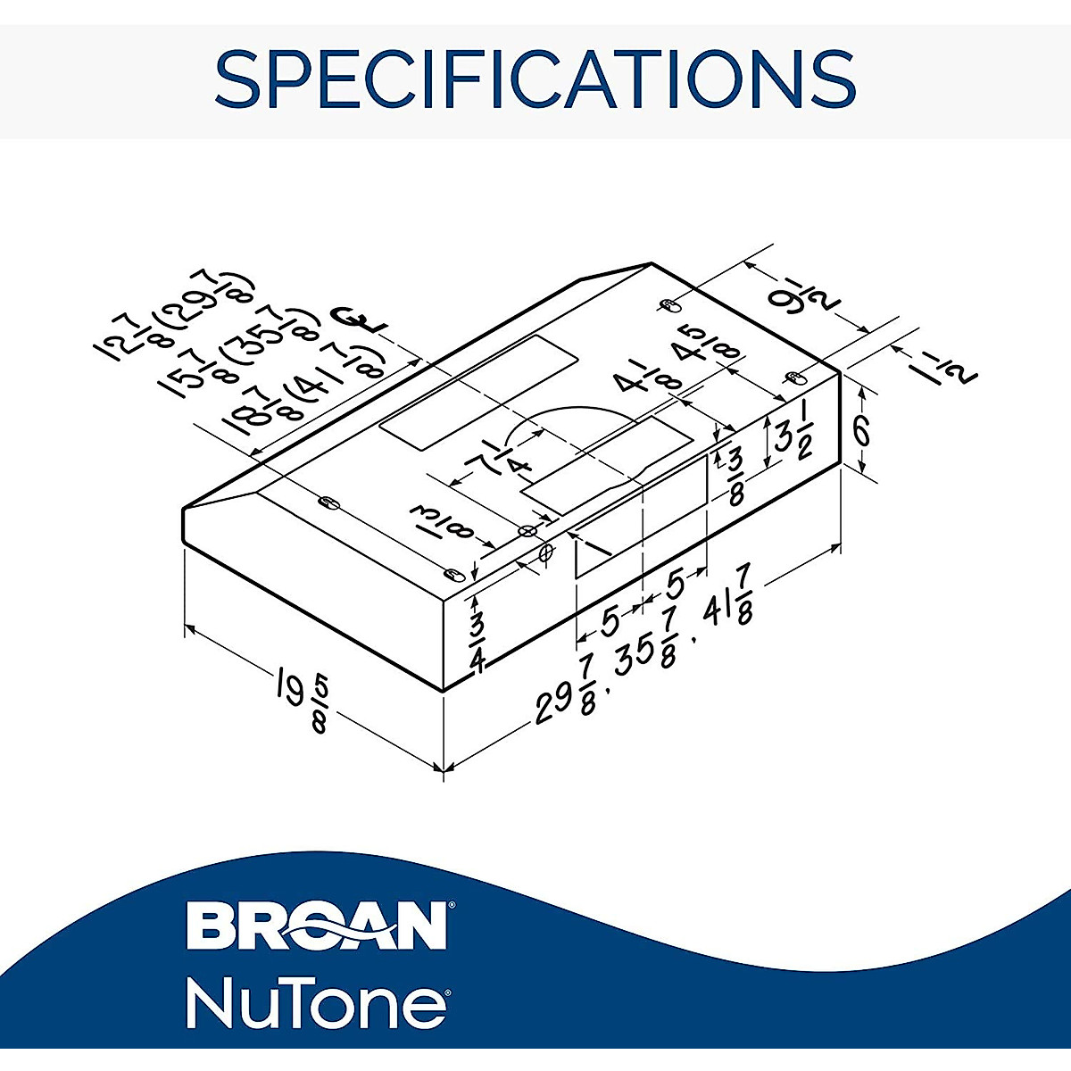 Broan- NuTone BCDF130SS Glacier Convertible Range Hood Light Exhaust Fan for Under Cabinet Stainless Steel, 375 Max Blower CFM, 30-Inch