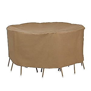 Duck Covers Essential Water-Resistant 90 Inch Round Patio Table & Chair Set Cover, Outdoor Table Cover