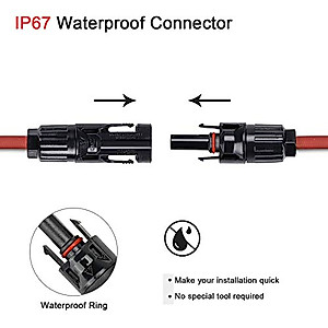 BEAYFILY 10AWG Solar Extension Cable Wire,Solar Panel Adaptor Cable with Male and Female Weatherproof Connector (10 Ft)