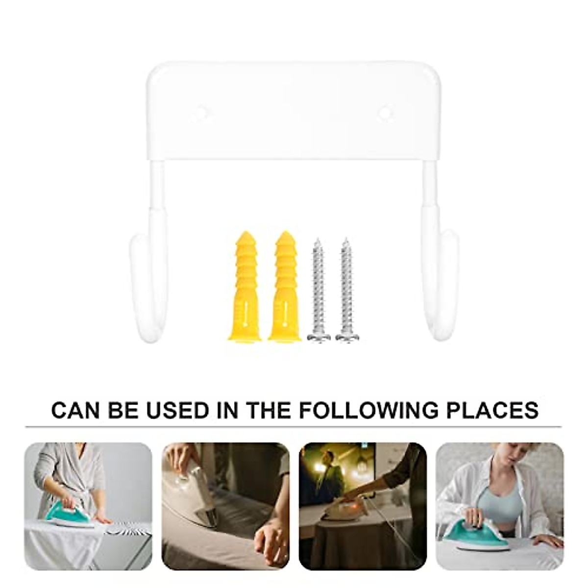COLLBATH 1 Set Holder White Hooks Hanging Mount Storage Double for Wall Shelf Keys Hat Iron Hanger Towels Rooms Laundry Ironing Practical Coats Hangers Bedrooms Room of Board Bathroom Hook