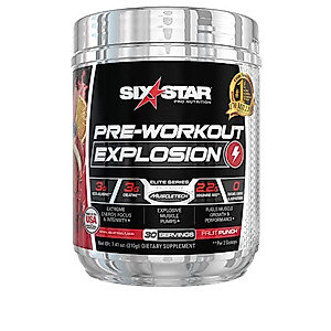 Pre Workout | Six Star PreWorkout Explosion | Pre Workout Powder for Men & Women | PreWorkout Energy Powder Drink Mix | Sports Nutrition Pre-Workout Products | Fruit Punch (30 Servings)