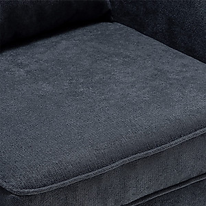 Accent Chairs, Mid Century Modern Armchair with Rivet Roll Arm, Brushed Linen Tufted Wingback Boho Chair for Living Room, Bedroom, Lounge, Vanity, Reading (Gray)