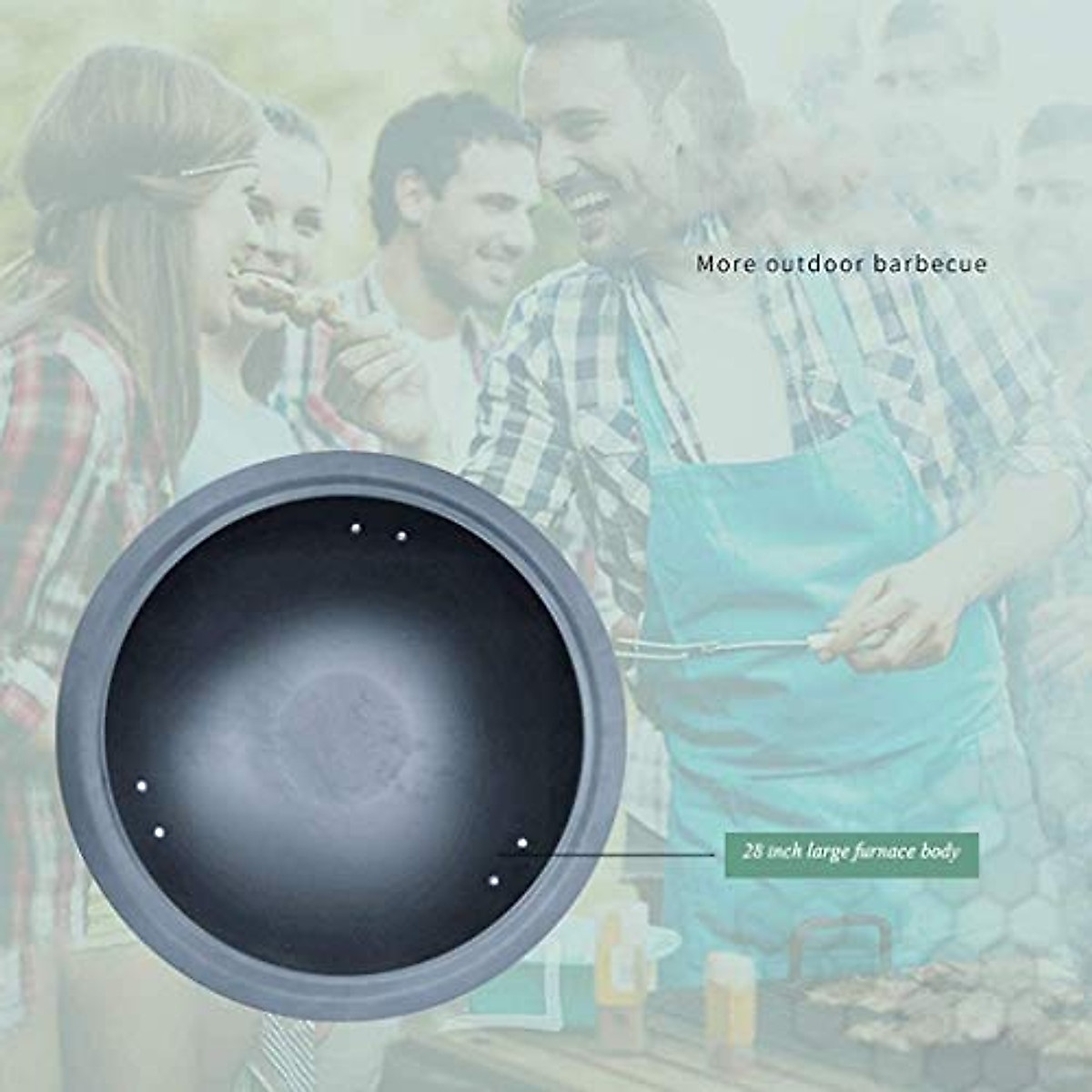 LEAYAN Garden Fire Pit Portable Grill Barbecue Rack Fire Pit Grill Wood Burning - 28 Inch Large Bonfire Patio Backyard Firepit Large for with Round Spark with Cover BBQ Cooking for Camping Backyard