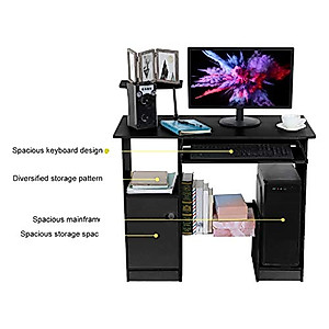 Nihewoo Computer Desk with Storage Shelves,Home Office PC Laptop Desk Sturdy Writing Desk Writing Computer Desk Black