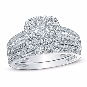 Ayafee 1 Carat (ctw) Bridal Set 5A Cubic Zirconia engagement rings for women Platinum Plated Silver ring Cubic Zirconia rings -7