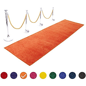 Event Carpet Aisle Runner - Quality Plush Pile Rug with Backing, Binding in Various Sizes (3 X 50 ft, Orange)