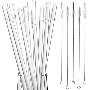 100 Pack Reusable Plastic Straws Clear Straws for Tumblers Hard Drinking Straw for Tall Cups Tumblers Transparent Replacement Drinking Tumbler Straws with 5 Cleaning Brush Straw Cleaner 11 Inch