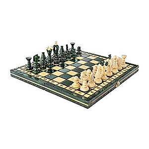 Wooden Chess Set Paris Apple Wooden International Board Vintage Carved Pieces - 14"