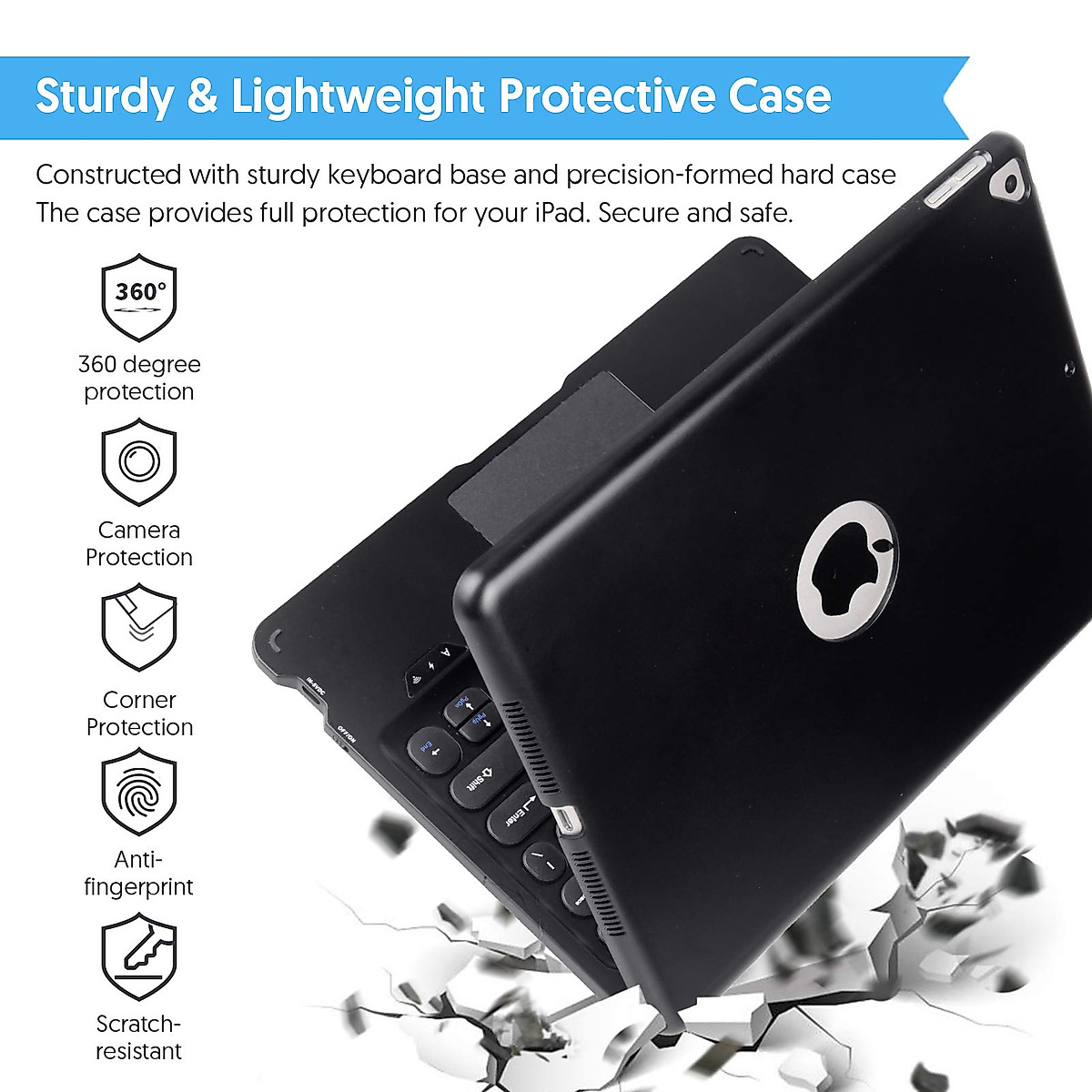 LAVO-TECH Wireless Bluetooth Keyboard Case 10.2" 10.5" with Touchpad for iPad 9th 8th 7th Gen, iPad Air 3rd, iPad Pro 10.5", Smart Wireless Keyboard Case 360° Full Protection Cover