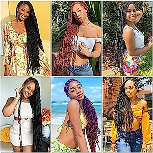 Karida Faux Locs Crochet Hair 36 Inches, New Soft Locs Crochet Hair 5 Packs, Crochet Faux Locs Hair Pre Looped Crochet Hair for Black Women (36 Inch (Pack of 5), 350#)