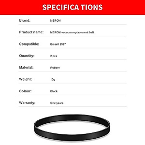 MEROM Vacuum Replacement Belts for Bissell Model 2910, 2190W, 2987, 2806, 28062, 28068, 29878, 29879, Fit PowerForce/TurboClean PowerBrush Pet Carpet Cleaner (2 Pack)