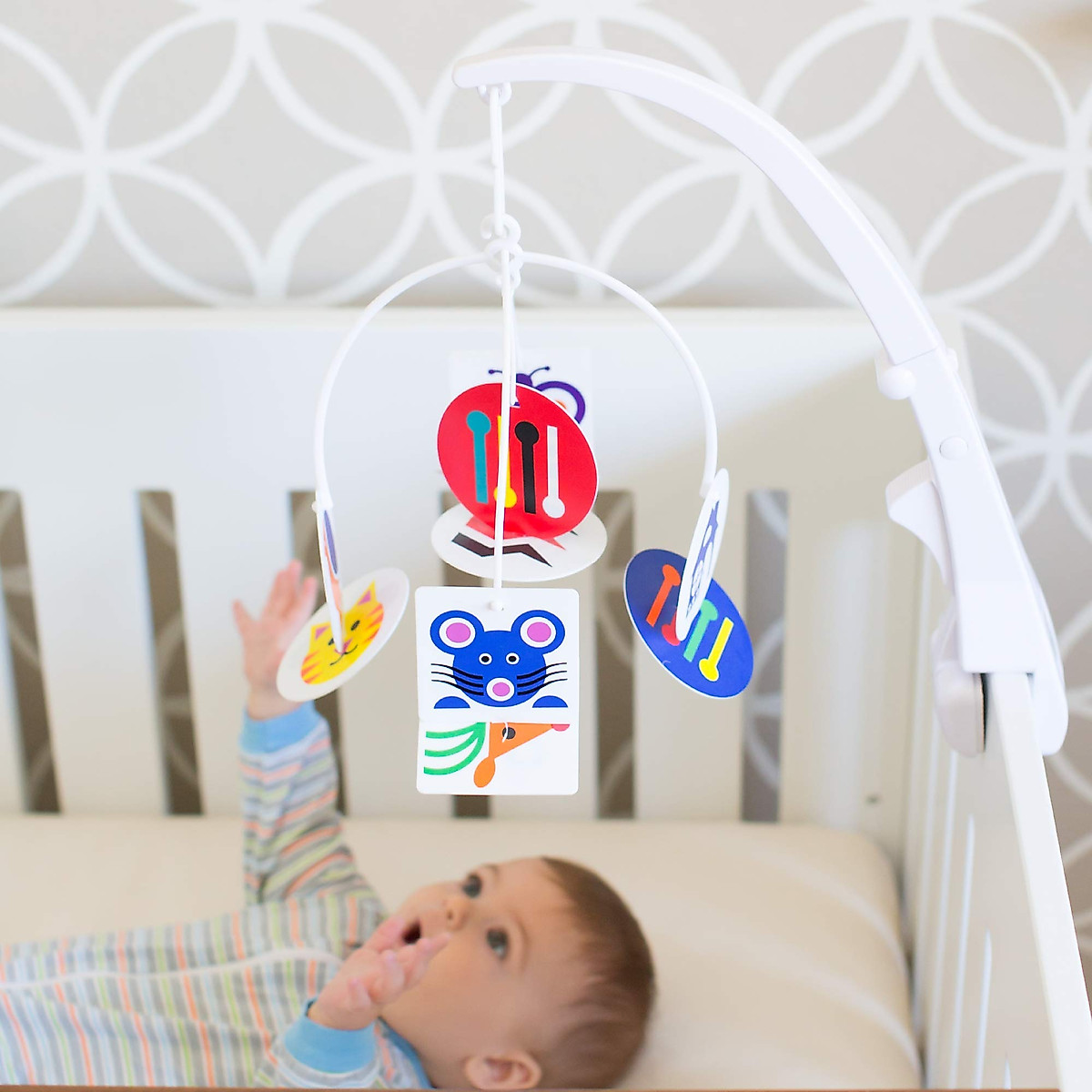 J.L. Childress Portable Crib Mobile Arm - 18 inch Foldable Arm with Attachment Clamp - Great for Travel - Rubber Padding to Protect Crib Railing - White