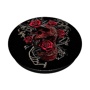 Red Rose Skull PopSockets PopGrip: Swappable Grip for Phones & Tablets