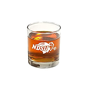 Whiskey Glass Set – NDSU Bison Logo – Set of 2 Whiskey Glasses With NDSU Theme – Etched Cocktail Glass Set – Old Fashioned Glasses – 10 Ounces – Made in the U.S.A.