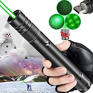 Green Laser Pointer High Power, High Power Laser Pointer Long Range Strong Green Laser Light Pointer USB Rechargeable Lazer Pointer Pen for Presentations Teaching Astronomy Hunting High Laser Pointer