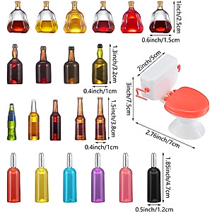 21 Pieces 21 Styles Miniature Wine Bottles with 1 Piece Mini Toilet Cake Topper Dollhouse Cake Accessories Miniature Funny Toy Set for Party Celebrating Party, Birthday Party Cake Decorations