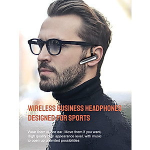 AMTERBEST Bluetooth Headset, Wireless Bluetooth 5.0 Earpiece Hands-Free Earphones with Stereo Mic,8 Hrs Play time, Compatible iPhone Android Cell Phones Driving, Business, Office