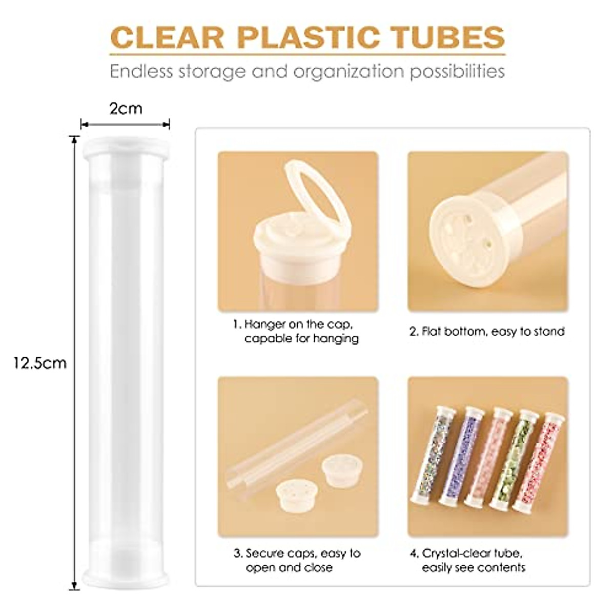 BAOFALI 20Pcs Large Clear Plastic Empty Tubes Storage Transparent Plastic Test Tube Container Both Ends with Lid Tubes Bead Container Set forDIY Craft Supply Storage Candy Storage（5 x1inch）
