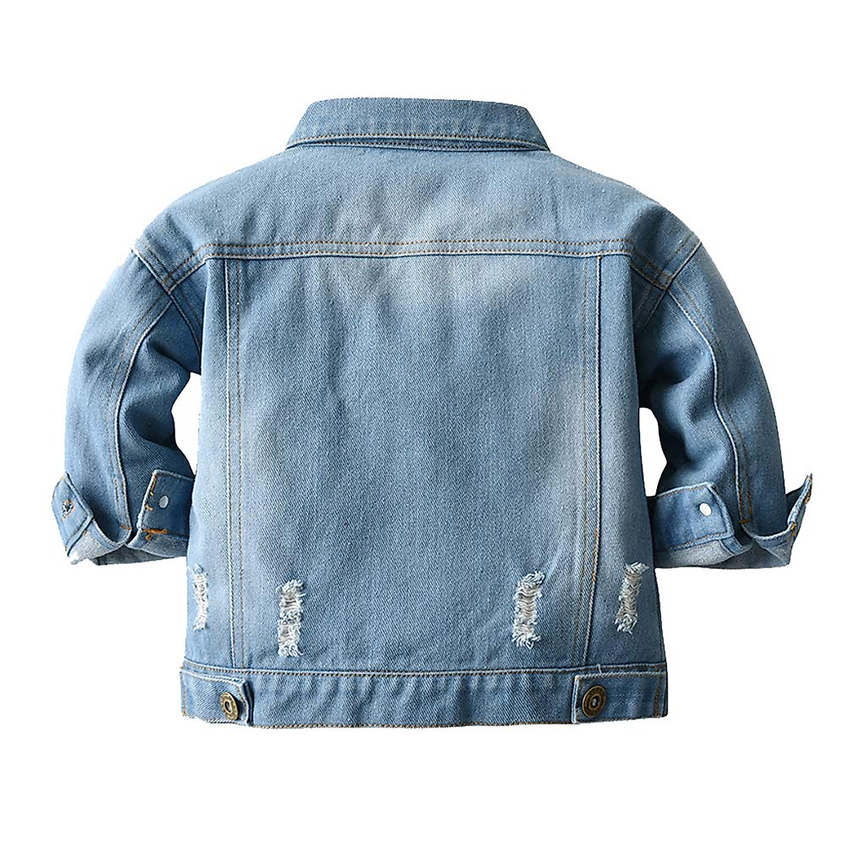 IMEKIS Toddler Baby Denim Jackets Button Down Jeans Coat Ripped Hooded Top Fall Cowboy Outwear Clothes for Kids Girls Boys Hoodie Outfit Autumn Casual Trendy Trucker Jackets Light Blue 12-18 Months