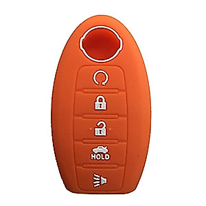 KAWIHEN 2 Pcs Silicone Key Fob Cover Fit for Nissan 5 button Armada Murano Maxima Altima Sedan Pathfinder 285E3-3TP5A KR5S180144014（orange）