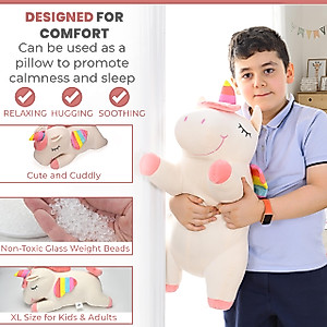 ZYSMALAT Large Weighted Stuffed Animals - Rainbow Unicorn Plush Pillow - 24 inch - 4 lbs - Cute Plushie - Sensory Soft Comfort Companion for Kids and Adults - Calming Huggable Toy