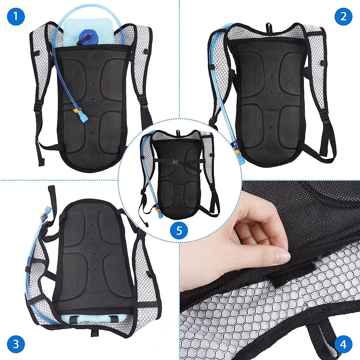 Hydration Backpack with 2L Water Bladder, ACVCY Backpack Reservoirs Water Bladder Daypack for Festivals, Raves, Running, Hiking, Biking (2 Pack)