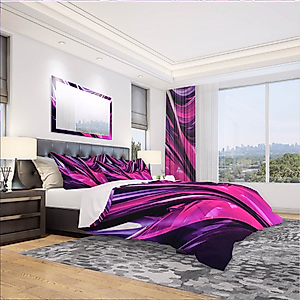 DesignQ 'Pink & Purple Ribbons' Modern & Contemporary Duvet Cover Set