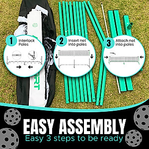 AMA SPORT Portable Pickleball Net System Regulation Size Net 22FT for Indoor and Outdoor-Designed for All Weather Conditions-Powder Coated Steel Post-600D Driveway Bag