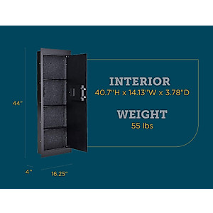 SnapSafe in Wall Long Gun Safe - Secure Heavy Duty Flush Security Safe with Digital Keypad - Use as a Gun Cabinet, Rifle Safe, or Home Safe for Valuables - Installs in Minutes, 44 x 16.25 x 4 Inches