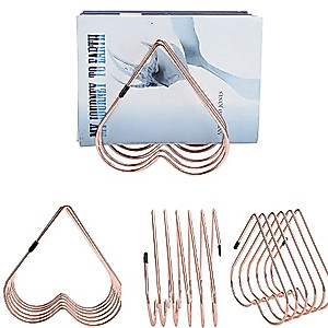 Watris Veiyi Files Folder Stand, Desktop Iron Storage Rack, Book Record Holder, Desktop Album Storage Rack, Vinyl Record Stand Holder, 5 Slot Heart Shaped File Holder for Office Home Decor(Rose Gold)