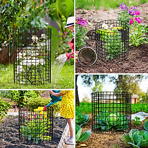 Keten 5 Pack Plant Protector from Animals, 15pcs Metal Mesh to Keep Animals Out, 13.7'' Dia x 13.7'' H Plant Cages, Garden Protection Bunny Barricades from Chicken Squirrels for Flowers & Vegetables