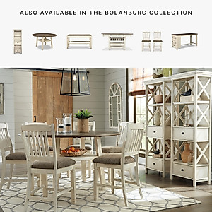 Signature Design by Ashley Bolanburg 24" Counter Height Farmhouse Barstool, 2 Count, Antique White