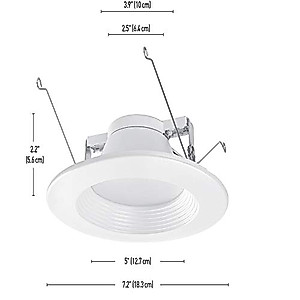 5"/6" LED Integrated Retrofit Recessed Lighting Kit, 11 Watts, Energy Star, Dimmable, Damp Rated, Ridged Baffle, White Finish,91148