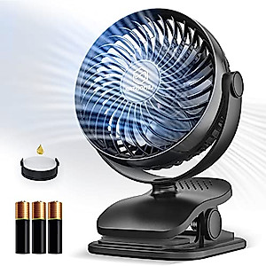 AA Battery Powered Clip on Fan with Aroma Function,Battery Operated Portable Fans for Camp,Small Dorm Fan with Powerful 4 Speeds,Quiet Desk Fan with 360°Rotation,Personal Dorm Fan for Home,Bed,Office