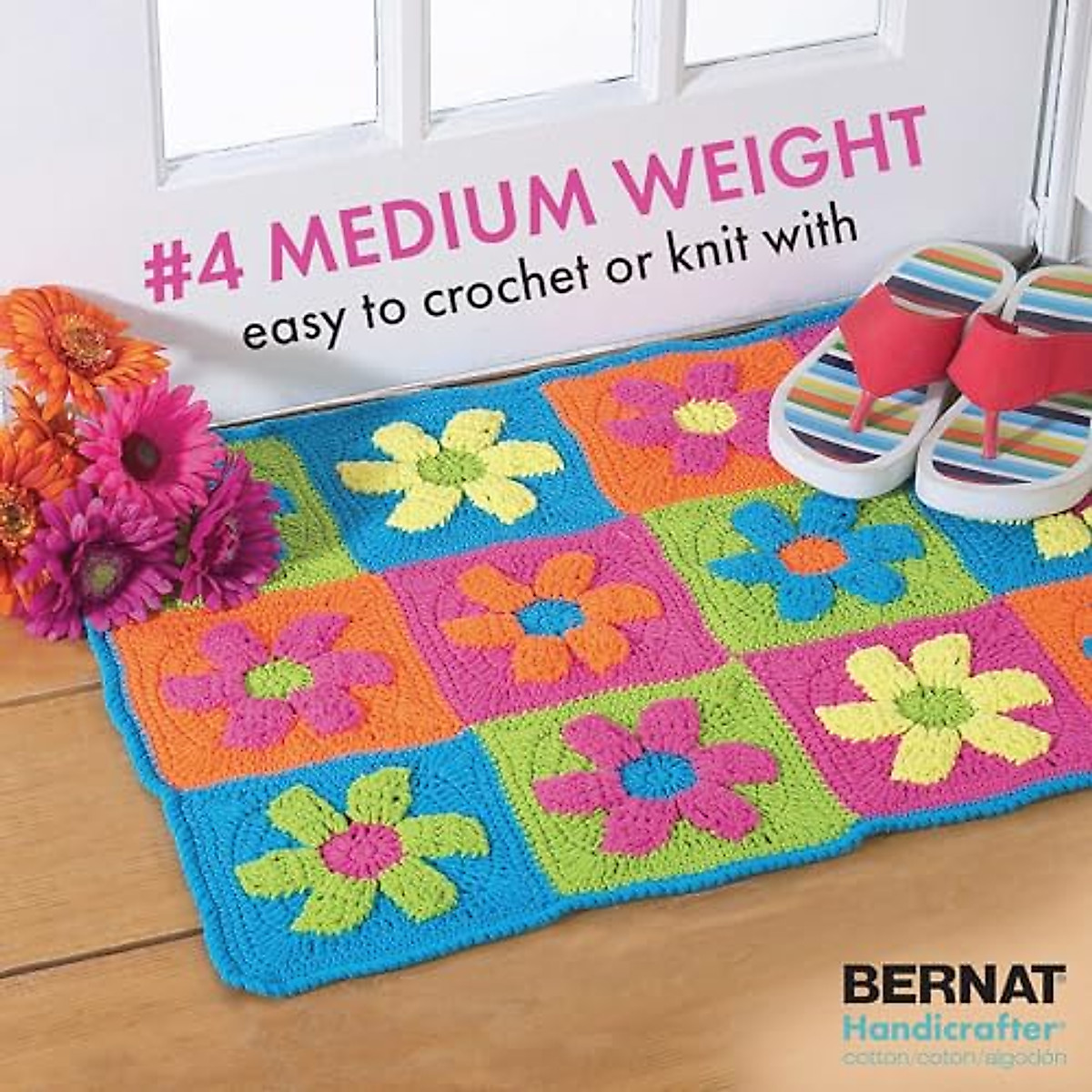 Bernat Handicrafter Cotton Country Red Yarn - 6 Pack of 50g/1.75oz - Cotton - 4 Medium (Worsted) - 80 Yards - Knitting/Crochet